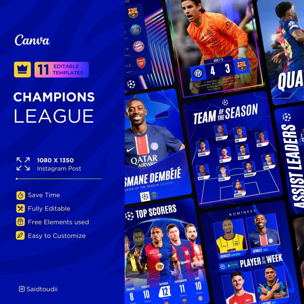 11 Canva templates champions league – FootFrame