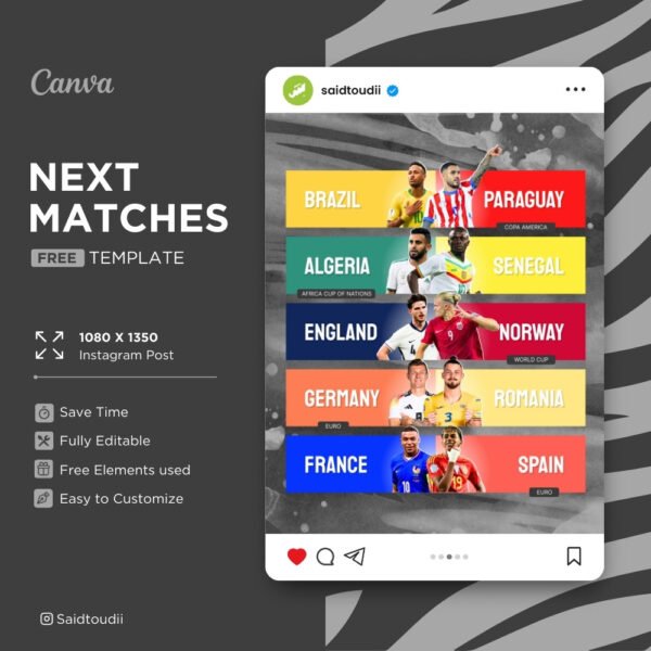 Next Matches Canva template – FootFrame