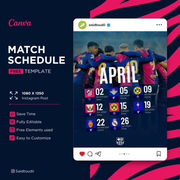 Match Schedule Canva template – FootFrame