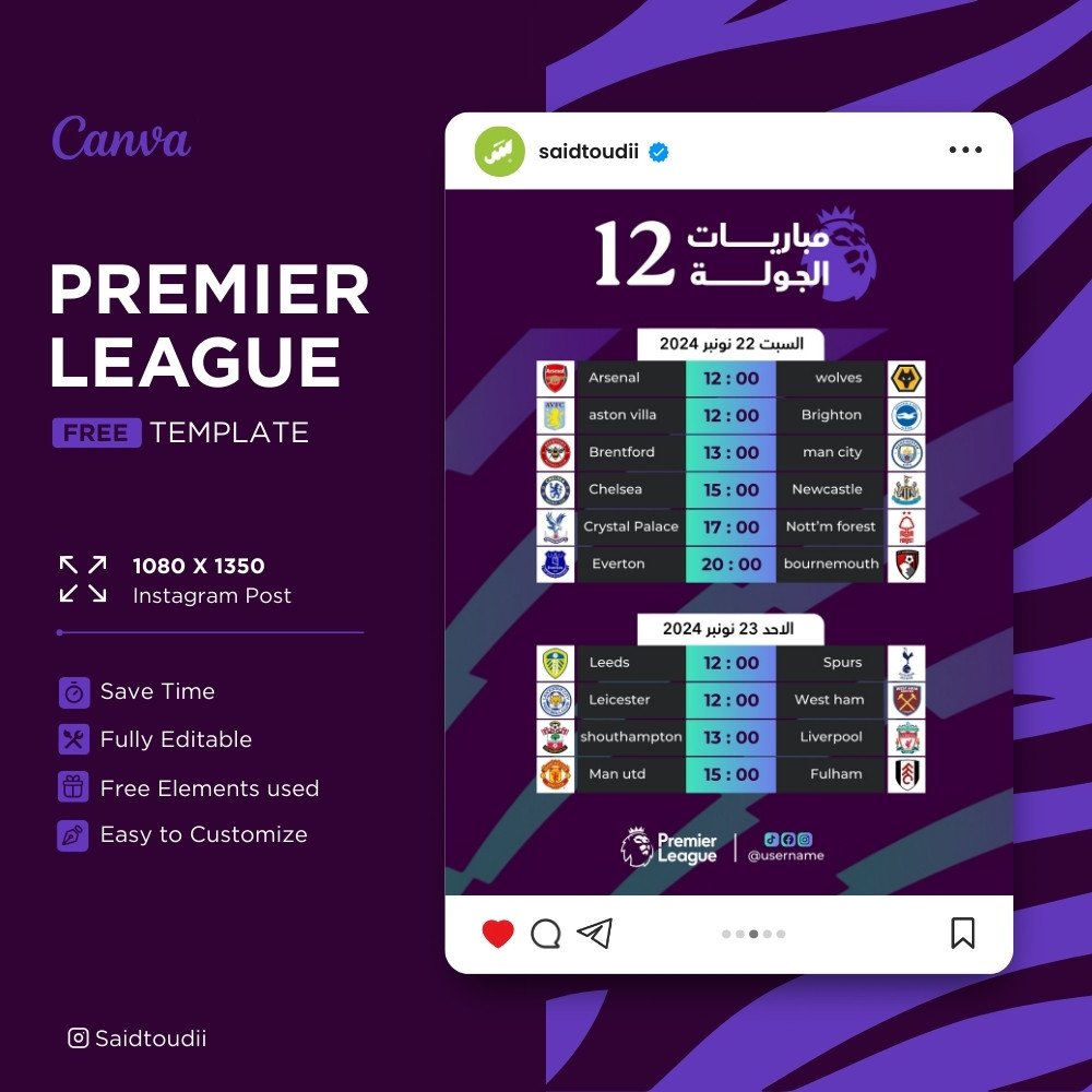 Premier League Canva template – FootFrame